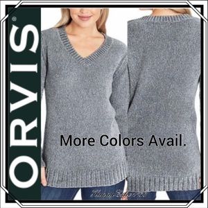 Orvis | Sweaters | Orvis Chenille Tunic Sweater Gray Marled Phantom ...